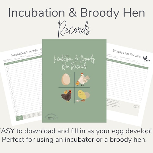 Incubation & Broody Hen Records Incubation Tracker - Etsy