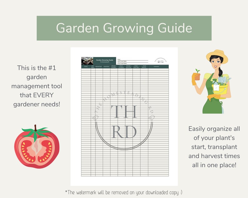 Garden Growing Guide | Digital Download | Garden Organizer | Garden ...