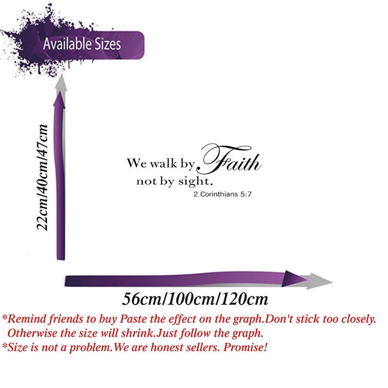We Walk by Faith Not by Sight Wall Sticker | Christian Bible Scripture ...