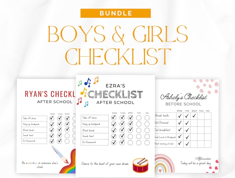 Daily Checklist for Kids to Do List Template Kids Routine - Etsy