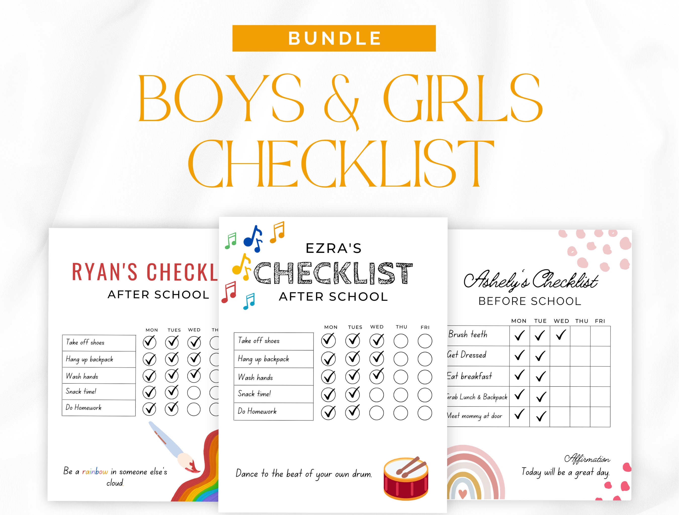 Daily Checklist for Kids | to Do List Template | Kids Routine Chart ...