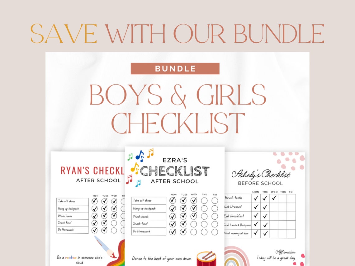 Daily Checklist for Girls | to Do List Template | Kids Routine Chart ...