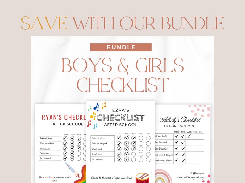 Daily Checklist for Girls | to Do List Template | Kids Routine Chart ...