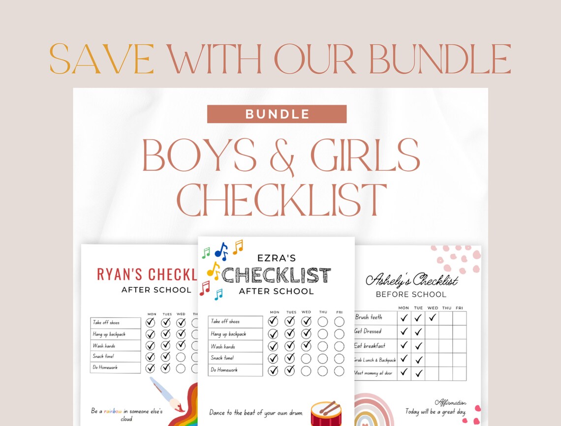 Daily Checklist for Boys | to Do List Template | Kids Routine Chart ...