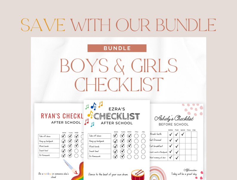 Daily Checklist for Boys | to Do List Template | Kids Routine Chart ...