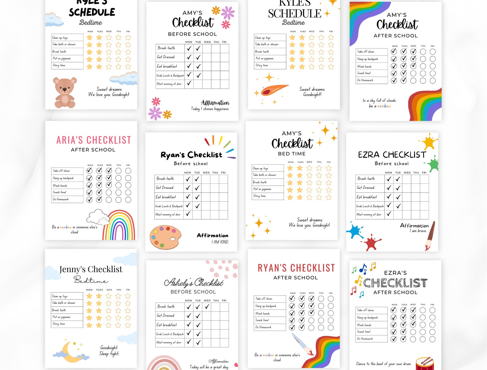 Daily Checklist for Kids to Do List Template Kids Routine Chart Kids ...
