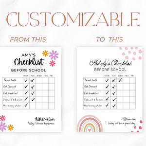 Daily Checklist for Girls | to Do List Template | Kids Routine Chart ...