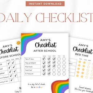 Daily Checklist for Girls | to Do List Template | Kids Routine Chart ...