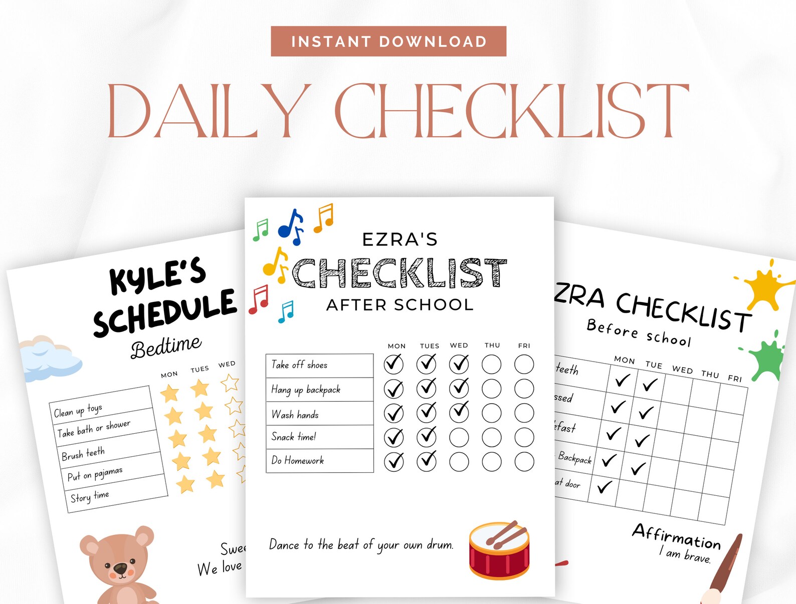 Daily Checklist for Boys | to Do List Template | Kids Routine Chart ...