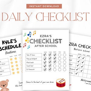Daily Checklist for Boys | to Do List Template | Kids Routine Chart ...