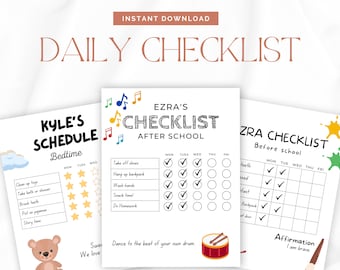 Daily Checklist for Girls | to Do List Template | Kids Routine Chart ...