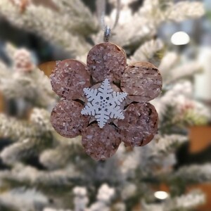 Rustic Upcycled Wine Cork Frosted Snowflake Christmas Ornament - Etsy