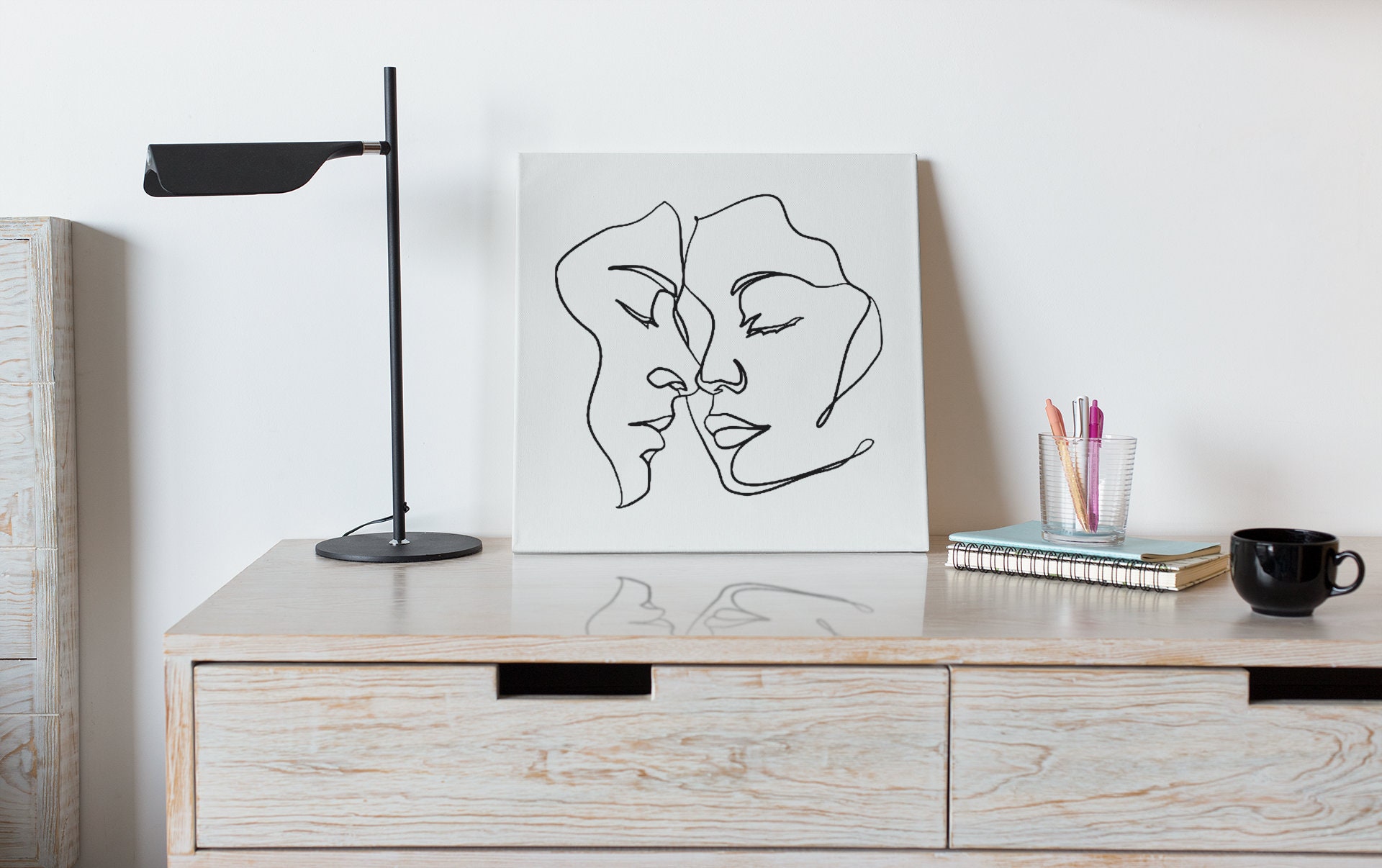 Mono-line Drawing - Couple in Love Abstract Digital Wall Art on Museum ...