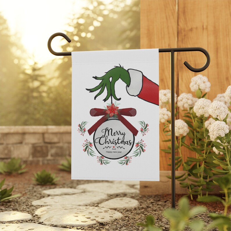 The Grinch Flag, Funny Merry Christmas House Flag, Grinch Garden Flag ...
