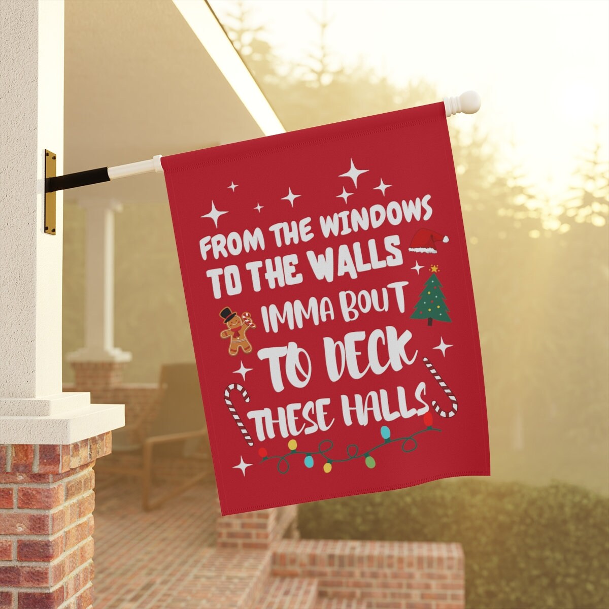 Funny Deck The Halls Flag, Christmas House Flag, Funny Flag, Welcome ...