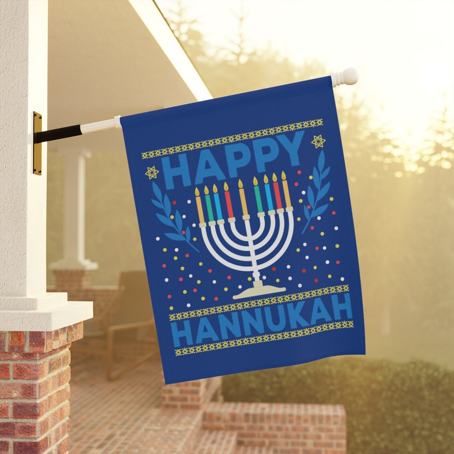 Happy Hanukkah Flag, Happy Hanukkah House Flag, Hanukkah Garden Flag ...