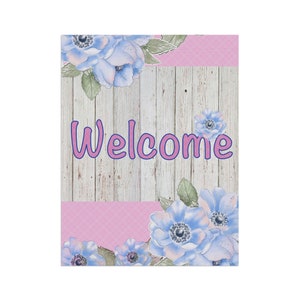 Pink Welcome Flag, Floral House Flag, Pink Flag, Outdoor Decor, Spring ...