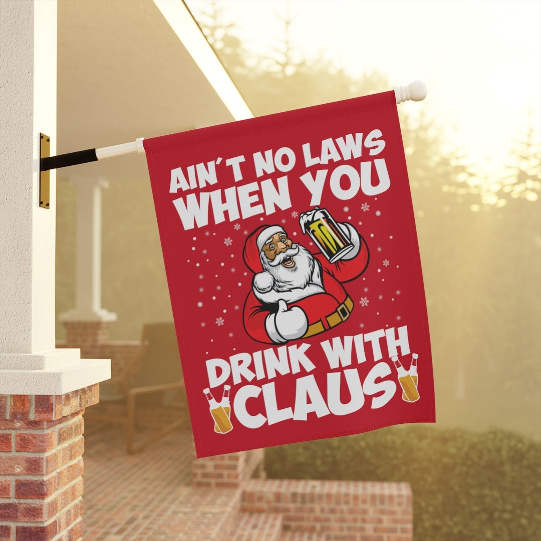 Drinking Santa Flag, Funny Christmas Flag, Funny Beer Flag, Merry ...