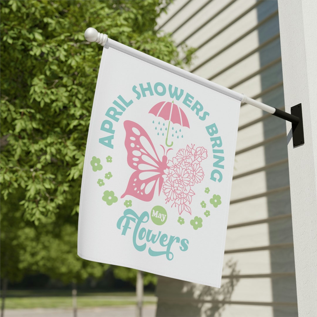 April Showers Spring Flag, Spring House Flag, Spring Garden Flag ...