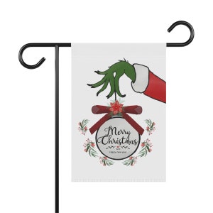 The Grinch Flag, Funny Merry Christmas House Flag, Grinch Garden Flag ...