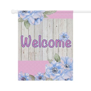 Pink Welcome Flag, Floral House Flag, Pink Flag, Outdoor Decor, Spring ...