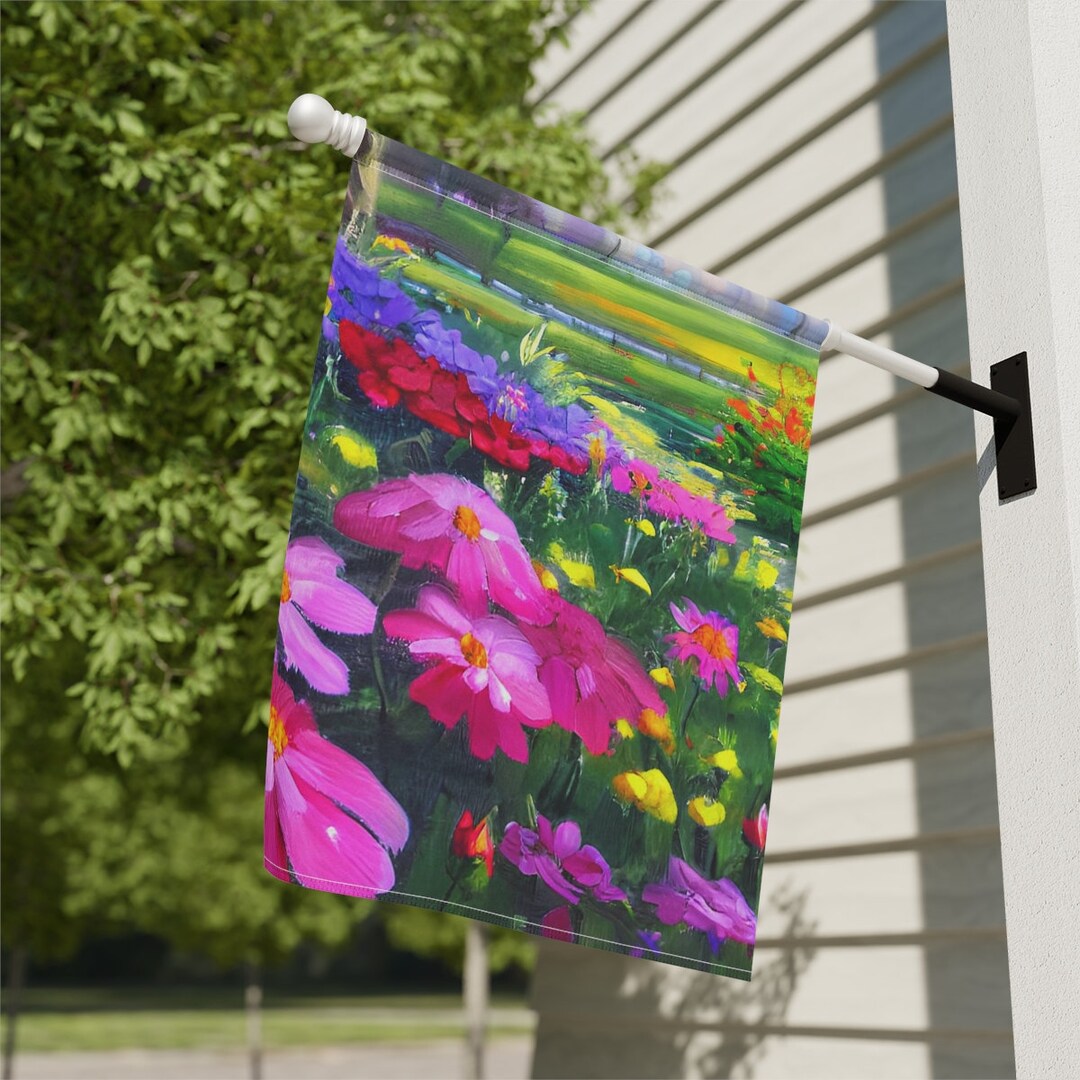 Colorful Floral Flag, Floral House Flag, Floral Garden Flag, Flower ...