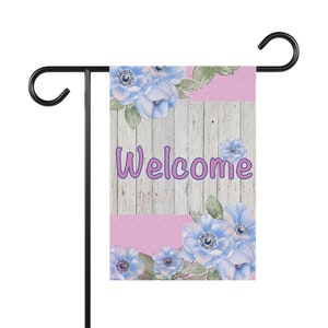 Pink Welcome Flag, Floral House Flag, Pink Flag, Outdoor Decor, Spring ...