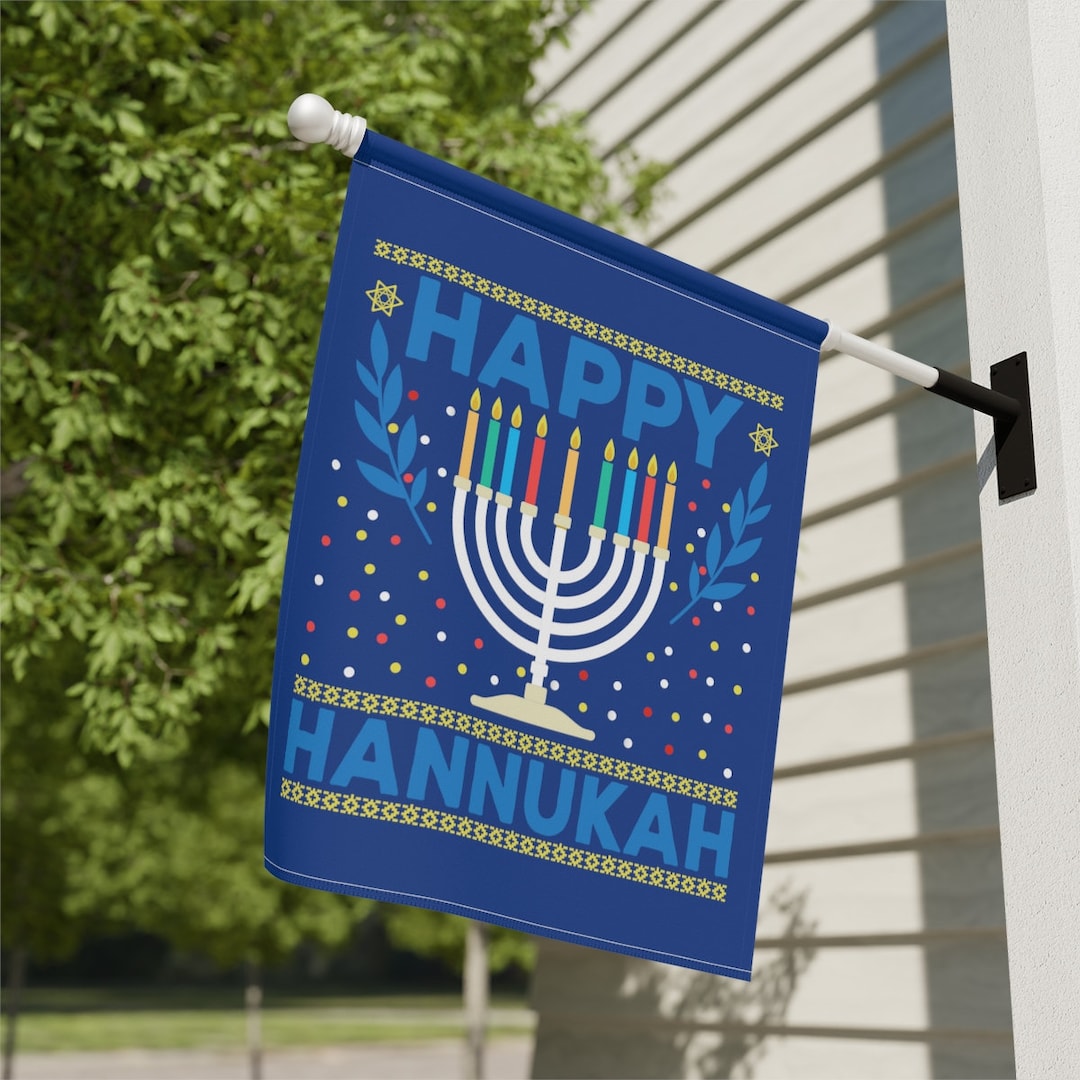 Happy Hanukkah Flag, Happy Hanukkah House Flag, Hanukkah Garden Flag ...
