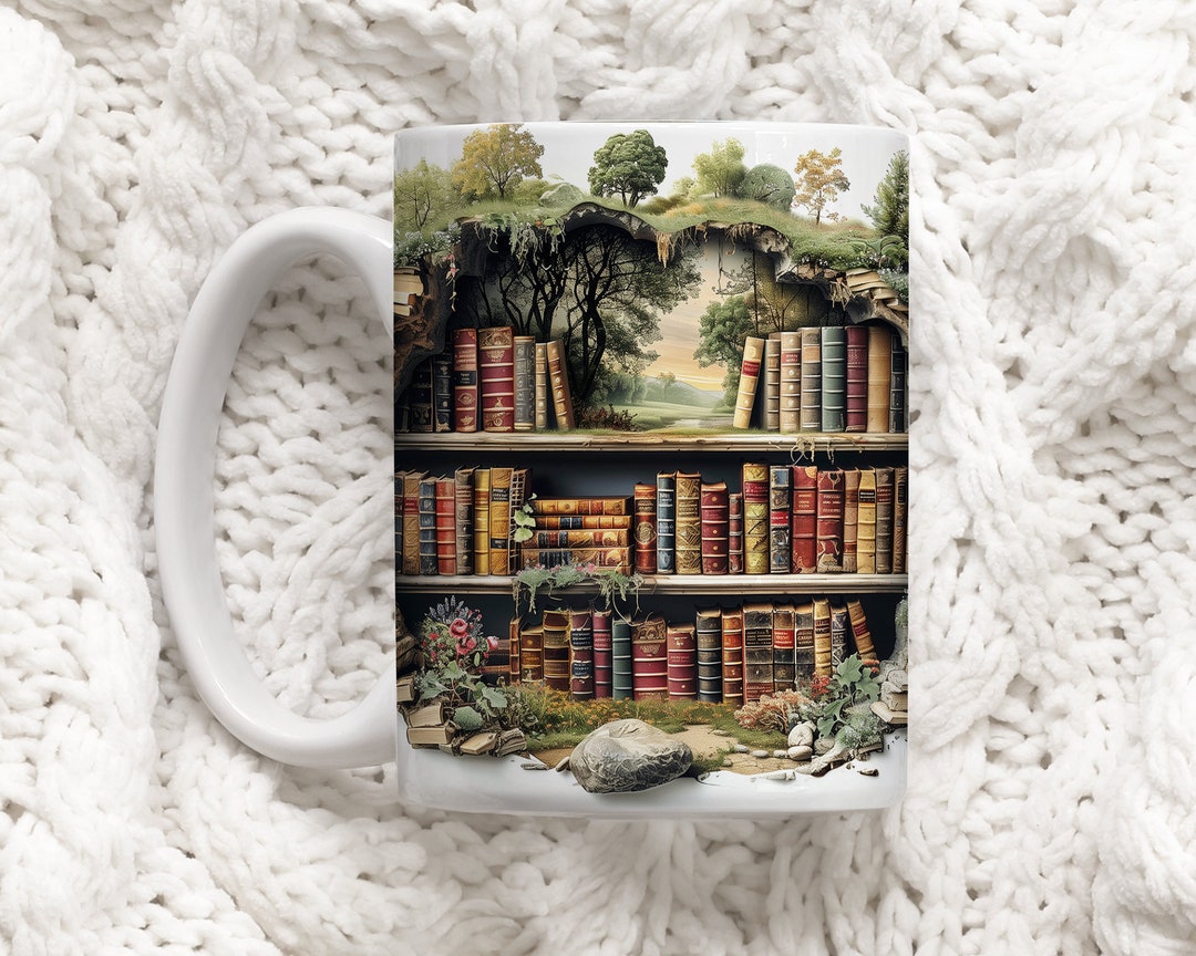 3D Bookshelf Mug, Book Lovers Mug, Library Mug, Gift for Book Lovers ...