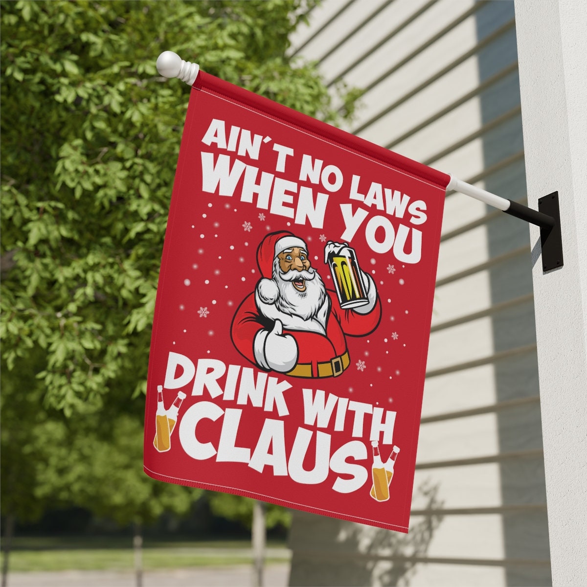 Drinking Santa Flag, Funny Christmas Flag, Funny Beer Flag, Merry ...