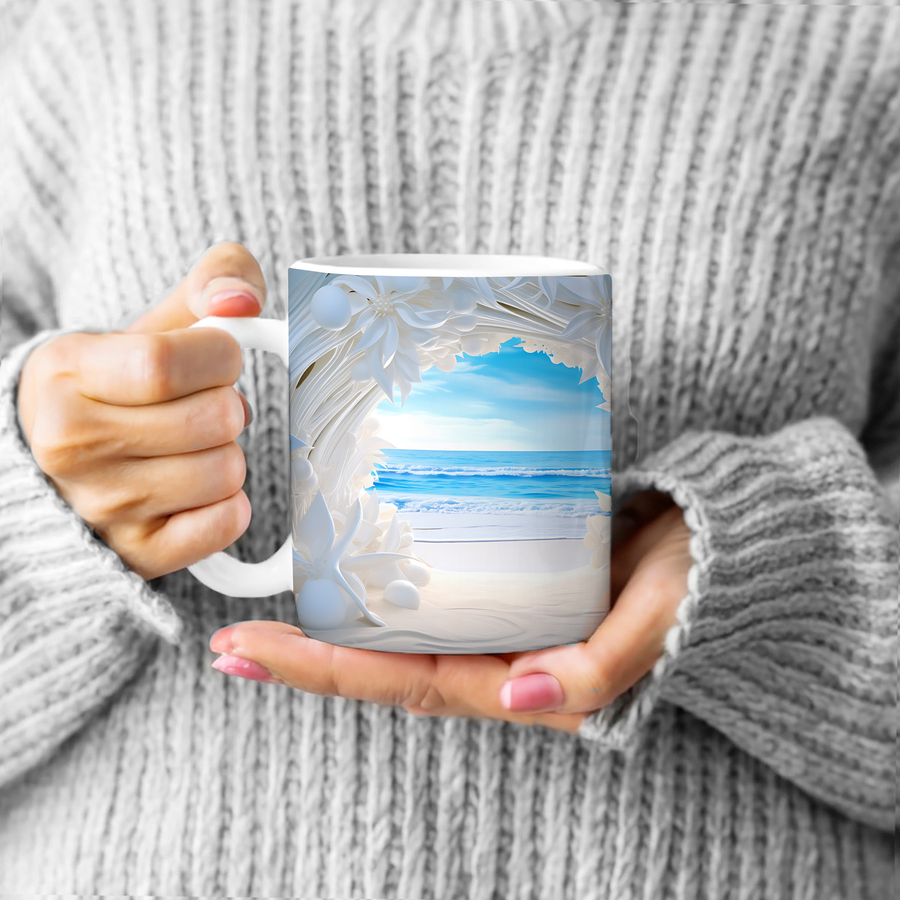 3D Beach Coffee Mug, 3D Ocean Mug, 3D Mug, Beach Mug, Beach Inspired ...
