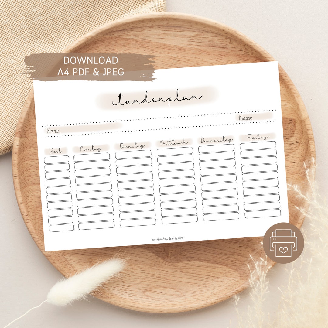 Printable Timetable Digital Timetable Timetable for - Etsy