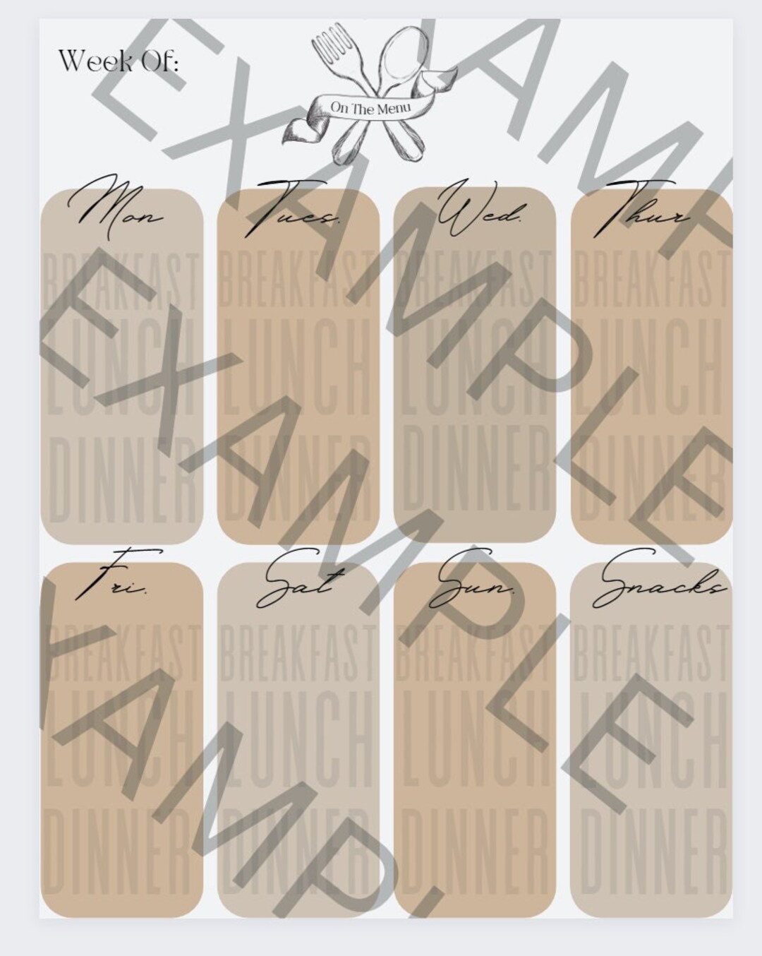 Weekly Menu Digital Download - Etsy