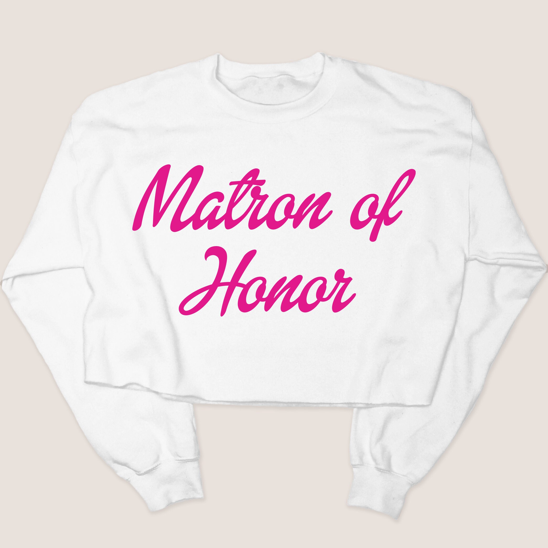 Cursive Doll Logo Cropped Crewneck Sweatshirt, Matron of Honor ...