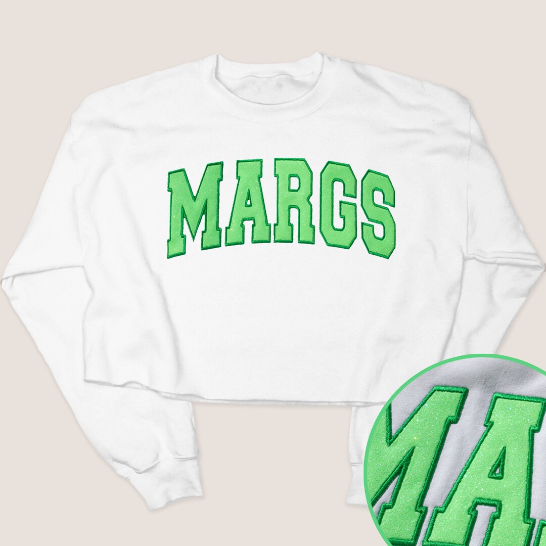 Tequila Shirt Margs Crop Glitter Sweatshirt, University, Cropped ...