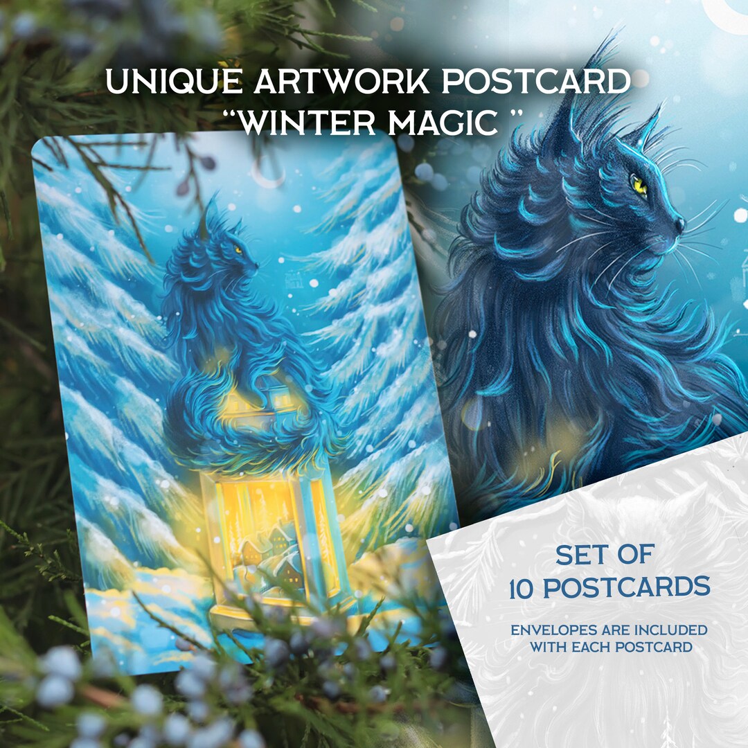 Set of 10 A6 Postcards 148x105 With Envelopes Winter Magic: Handmade ...