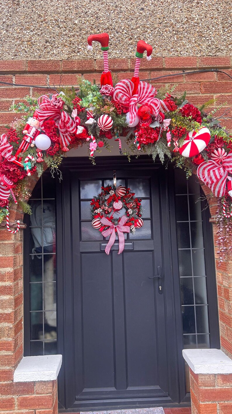 DIY Candy Cane Christmas Wreath Making Kit, Bauble Outdoor Wreath, Long ...