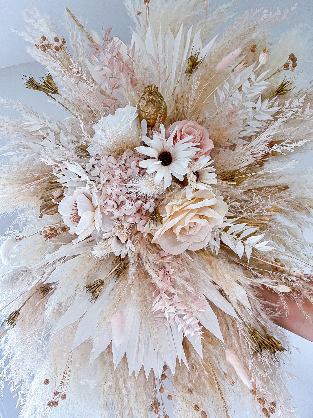 Blush & Gold Pampas Flower Wall Decor: Salon Wedding Arch Flowers - Etsy
