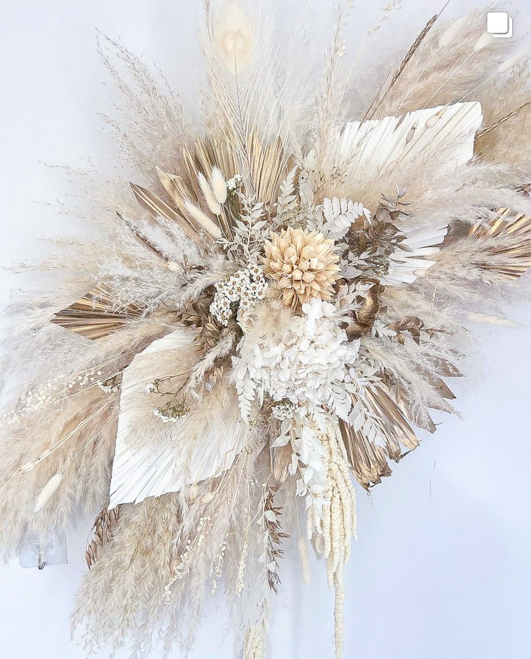 Neutral Pampas Wall Decor, Pampas Wall Art Gold, Pampas Arrangement ...