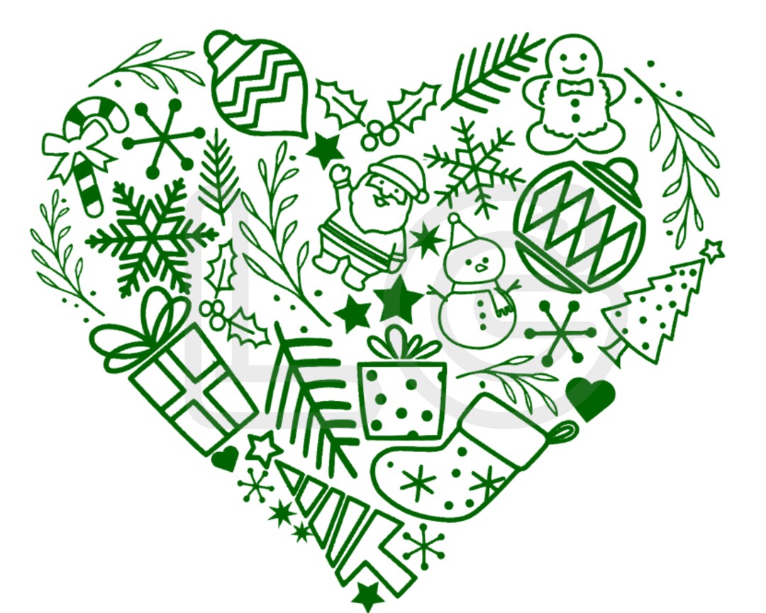 Christmas Heart Svg, Png, Dxf Christmas Svg Christmas Print Christmas ...
