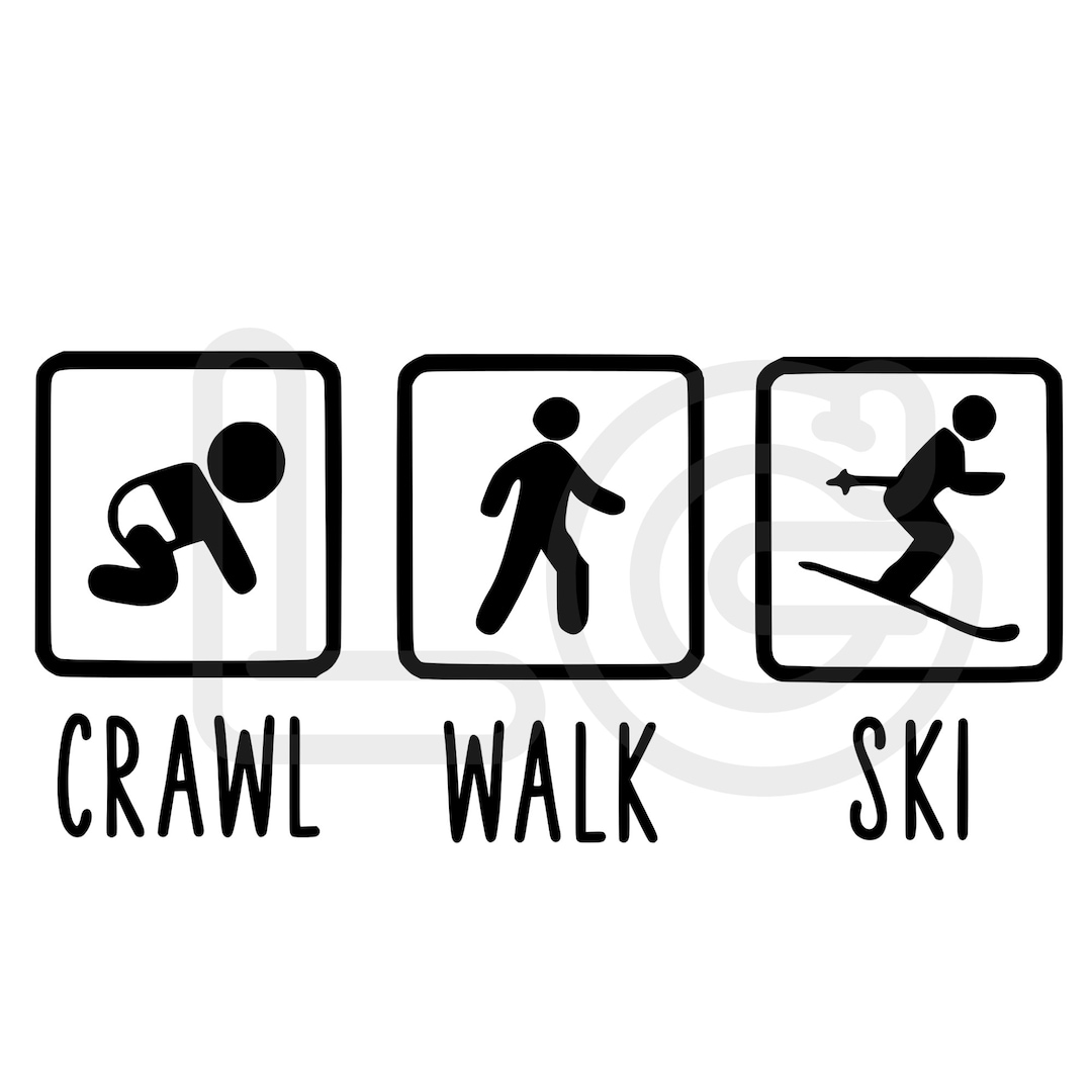 Crawl Walk Ski Svg, Png, Dxf | Baby Ski Onesie | Baby Ski | Baby Sport ...