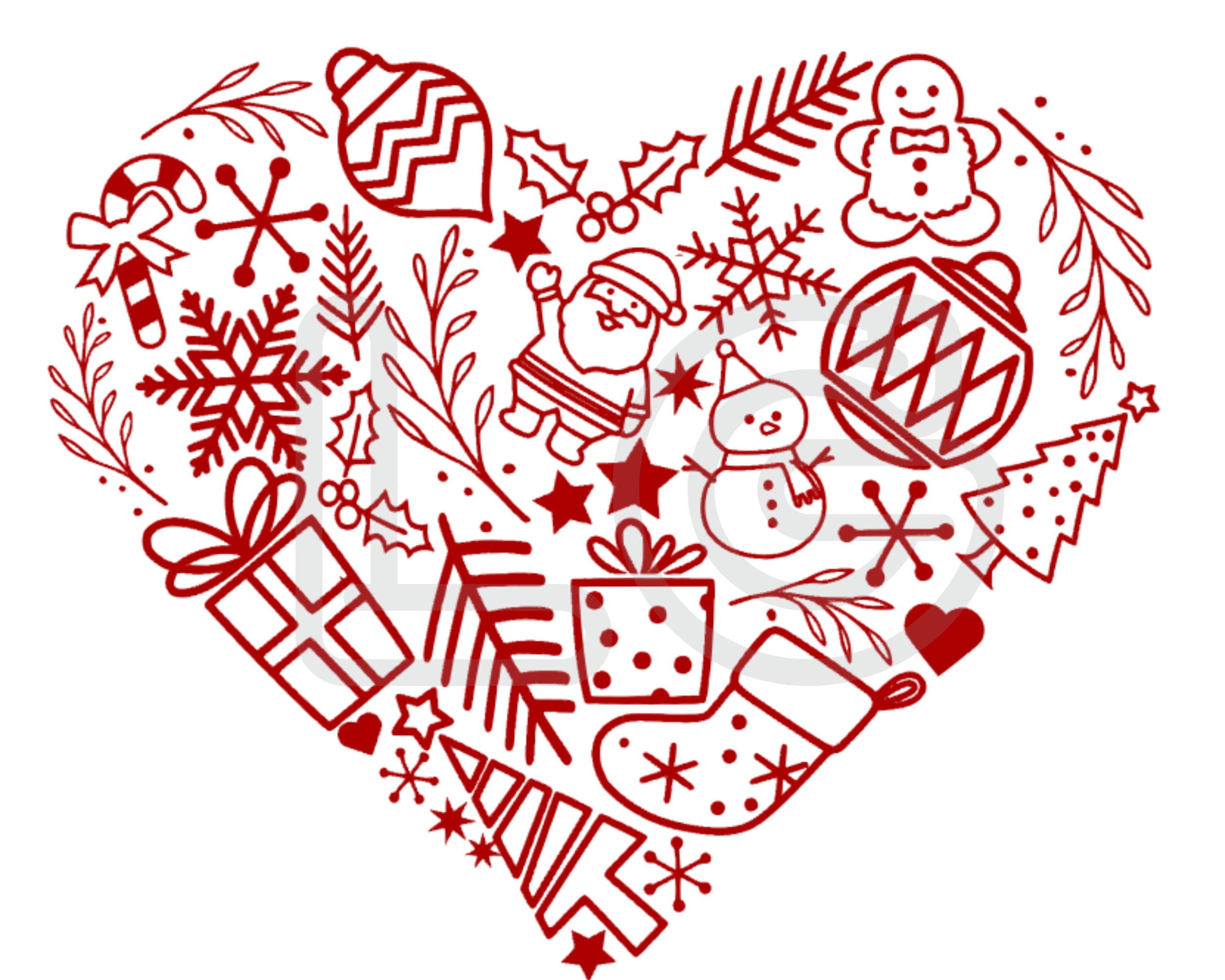 Christmas Heart Svg, Png, Dxf Christmas Svg Christmas Print Christmas ...