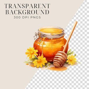 Watercolor Honey Bee Jar Clipart, Bee PNG, Summer Clipart, Honey ...