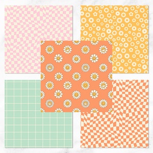 Groovy Retro Digital Paper, Aesthetic Pattern Background, Seamless ...