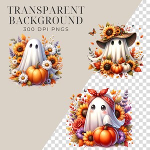 Watercolor Cute Ghost Clipart, PNG Halloween Clipart Bundle, Cute Ghost ...