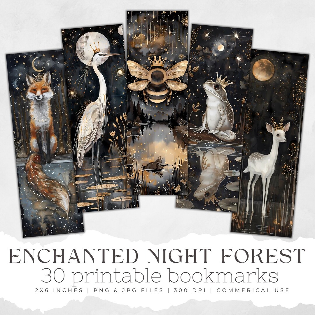 30 Whimsical Woodland Animals Printable Bookmarks Bundle, PNG, JPG ...