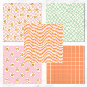 Groovy Retro Digital Paper, Aesthetic Pattern Background, Seamless ...