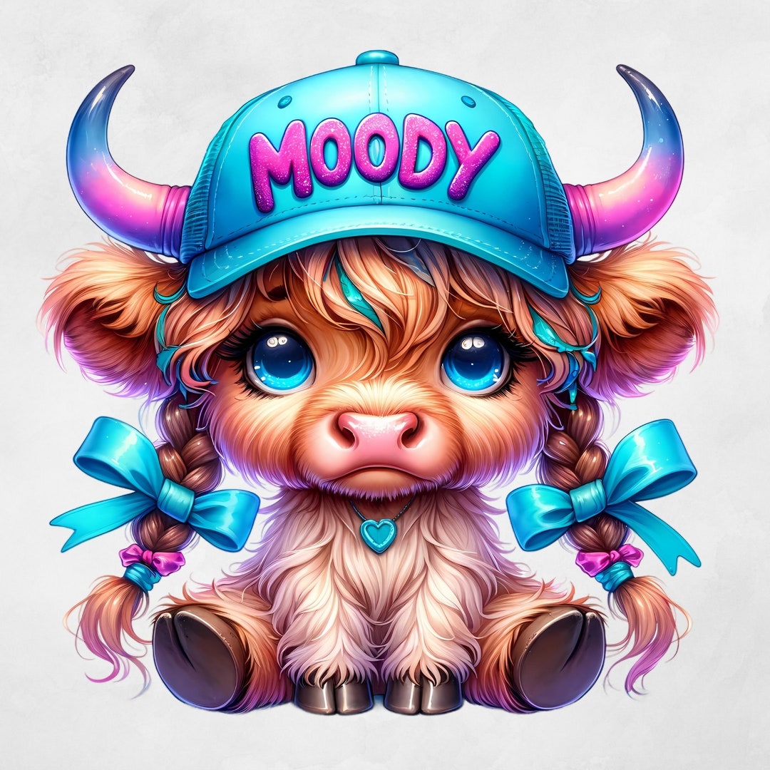 Moody Highland Cow Bundle, Western Cow, Highland Cow Cap, Sublimation ...