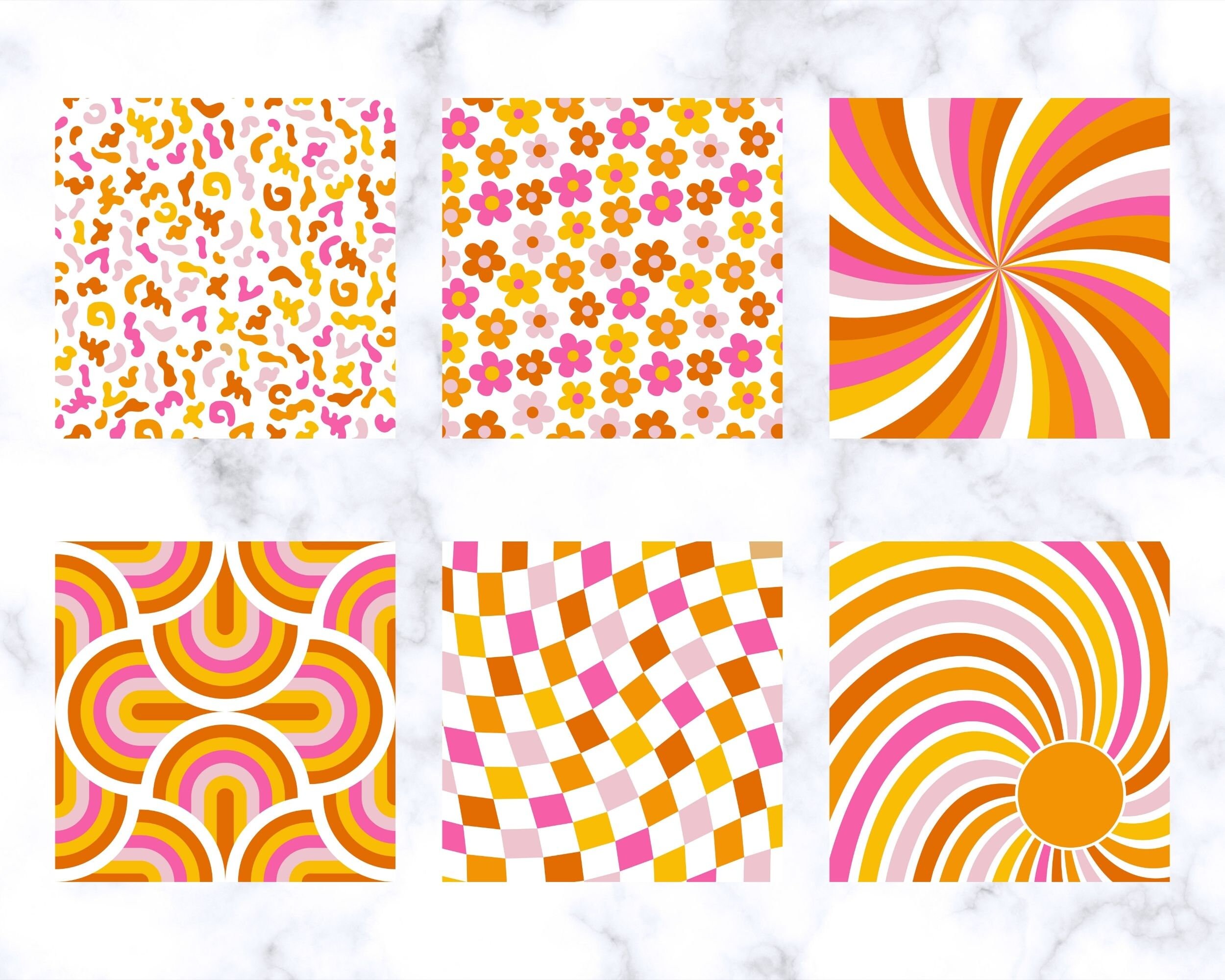 Retro Groovy Digital Paper, Aesthetic Pattern Background, Groovy ...