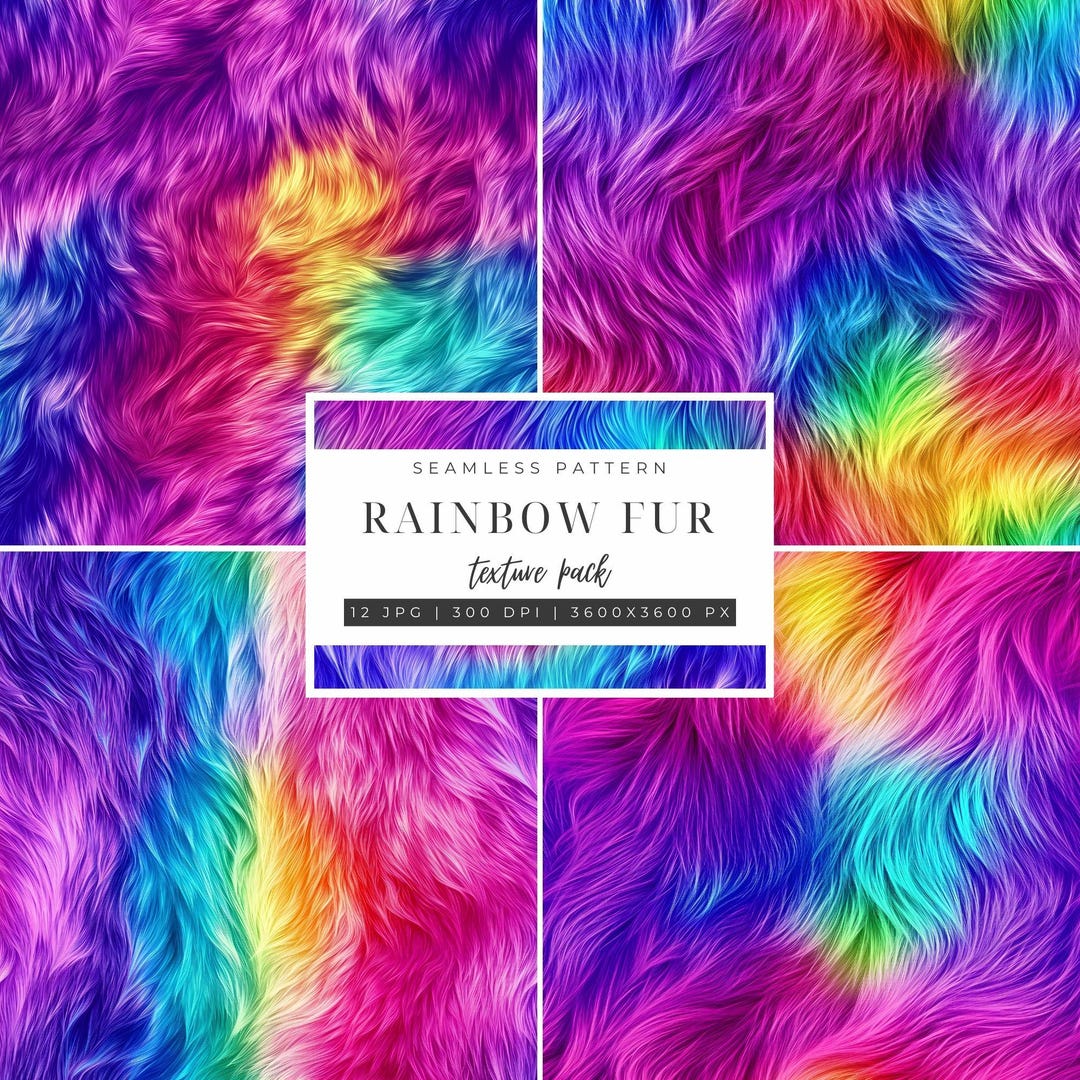 Rainbow Monster Fur Seamless Pattern, Neon Monster Seamless File, Neon ...